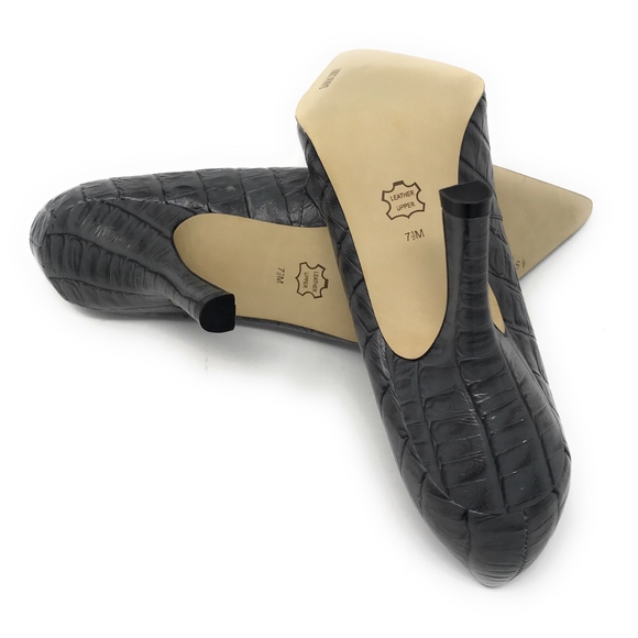 Sam & Libby | Shoes | Sam Libby Gray Croco Leather Pointed Toe Heels | Poshmark